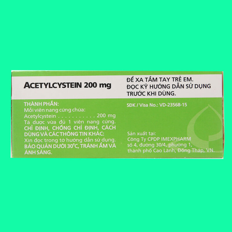 Thuốc Acetylcystein 200mg VNA Imexpharm: Điều trị các bệnh lý hô hấp có ...