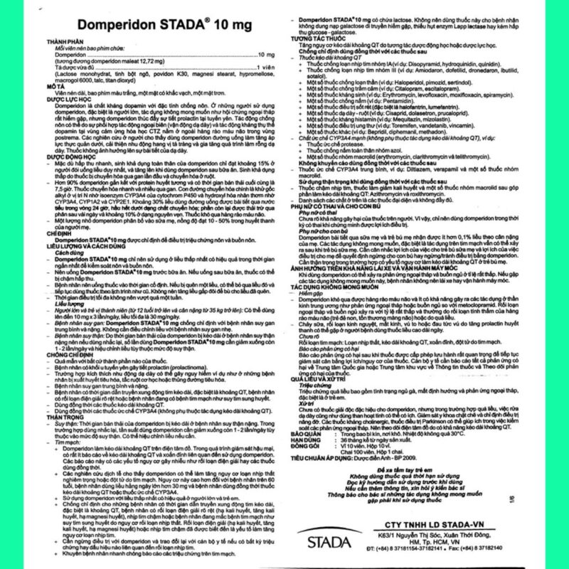 Thuốc Domperidone STELLA 10mg điều trị nôn - Dược sĩ Lưu Văn Hoàng
