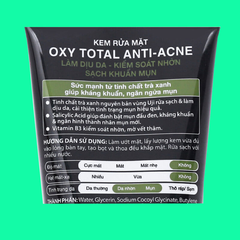 Sữa rửa mặt Oxy Total Anti-Acne giúp làm dịu da và giảm mụn sau 7 ngày ...