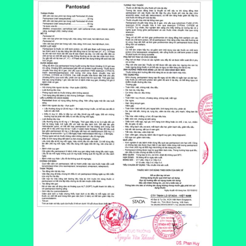 Thuốc Pantostad 20 trị trào ngược dạ dày - Dược sĩ Lưu Văn Hoàng