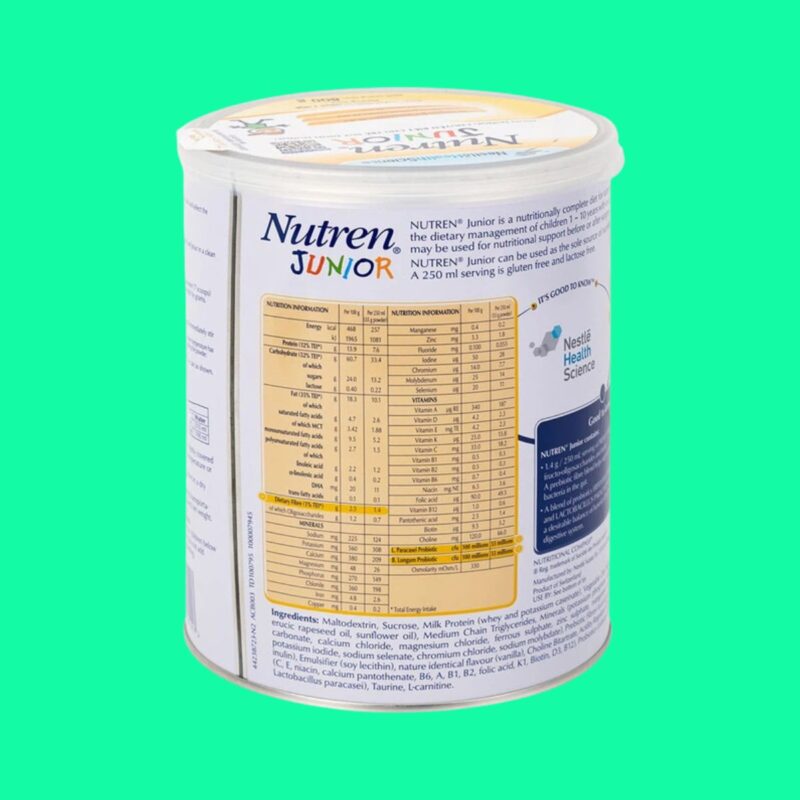 Sữa bột Nutren Junior 800g giúp trẻ phát triển toàn diện - Dược sĩ Lưu ...