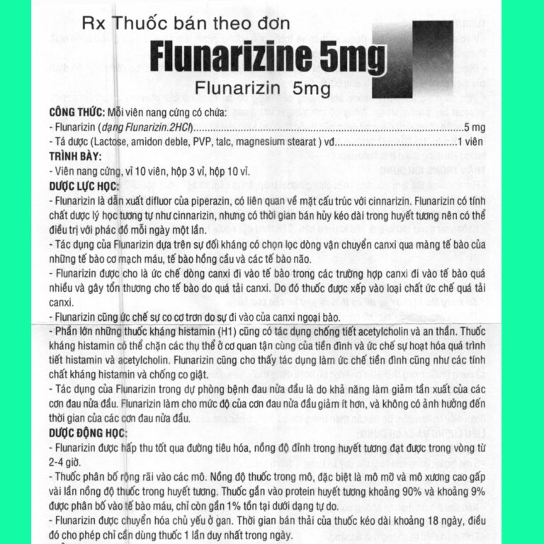 Thuốc Flunarizine 5mg TV.Pharm trị đau nửa đầu - Dược sĩ Lưu Văn Hoàng