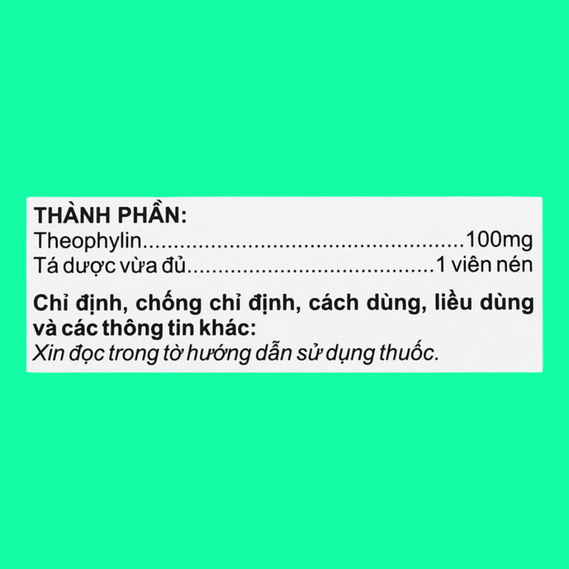 Thuốc Theophylin 100mg Dopharma điều trị hen phế quản- Dược sĩ Lưu Văn ...