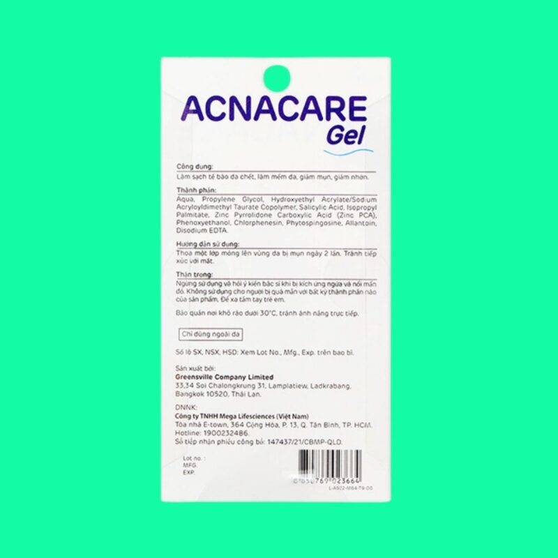 Thuốc ACNACARE Gel 7g trị mụn - Dược sĩ Lưu Văn Hoàng