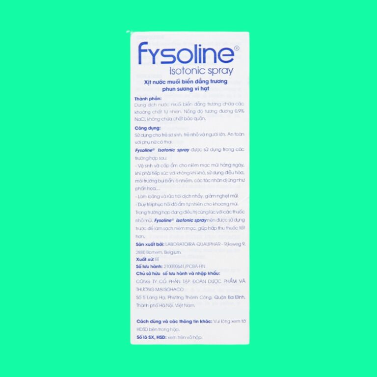 Thuốc Fysoline Isotonic Spray 100ml - Xịt nước muối biển giúp làm sạch ...