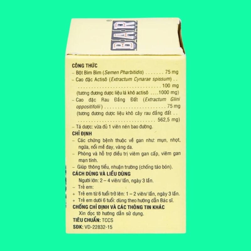 Thuốc Lợi Gan Mật Bar - Điều trị mụn nhọt, ngứa, viêm gan vàng da ...