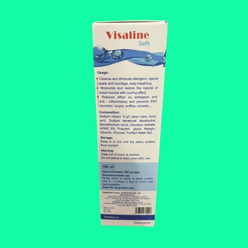 Dung dịch vệ sinh mũi Visaline Soft phòng ngừa bệnh lý tai mũi họng ...