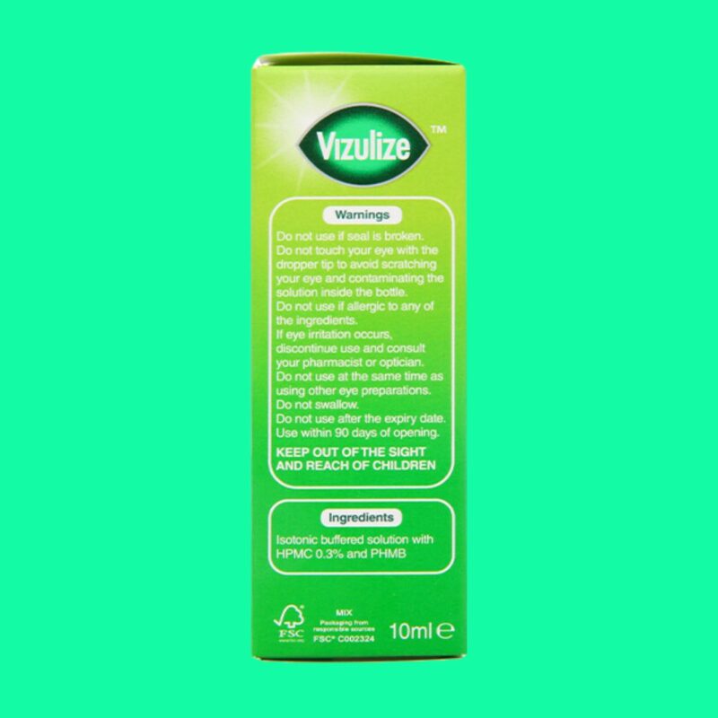 Thuốc Vizulize Hypromellose 0.3% Eye Drops làm dịu và giảm kích ứng mắt ...