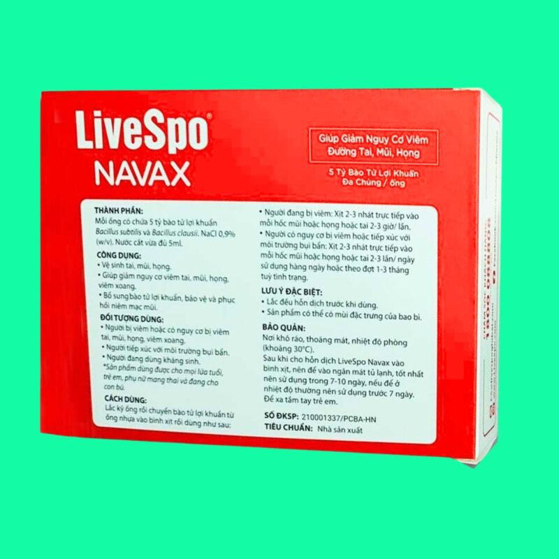 Thuốc vệ sinh tai, mũi, họng Livespo Navax đỏ 5ml - Dược sĩ Lưu Văn Hoàng