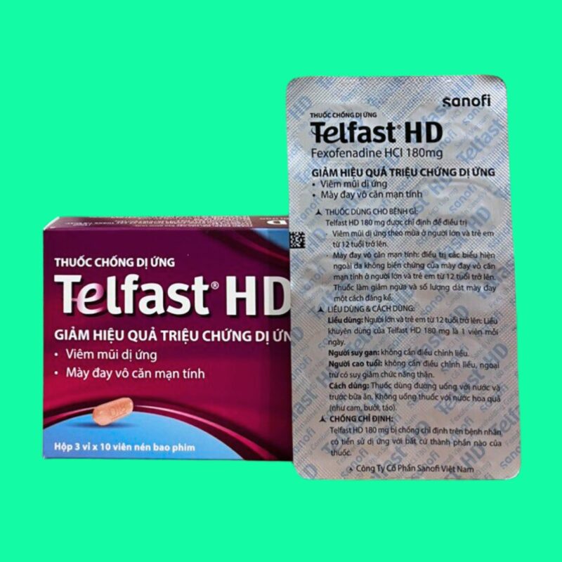 Thuốc Telfast HD 180mg điều trị mề đay mạn tính, hắt hơi, sổ mũi