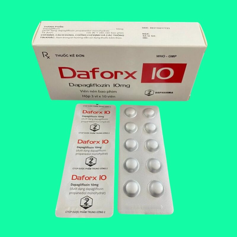 Thuốc Daforx 10 (Dapagliflozin 10mg) điều trị tiểu đường tuýp 2