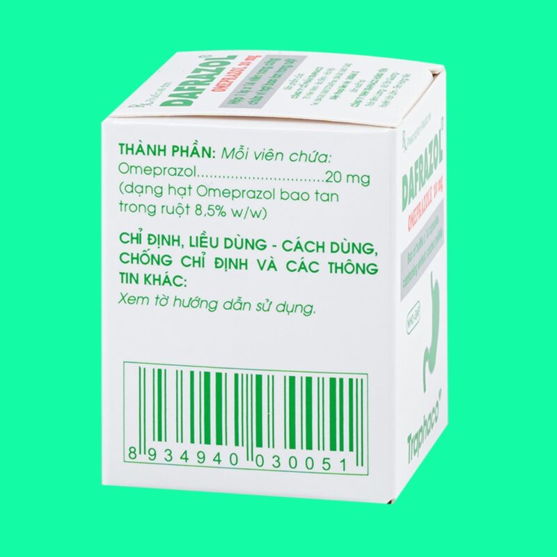 Thuốc Dafrazol 20mg (Omeprazol 20mg) điều trị loét dạ dày, tá tràng