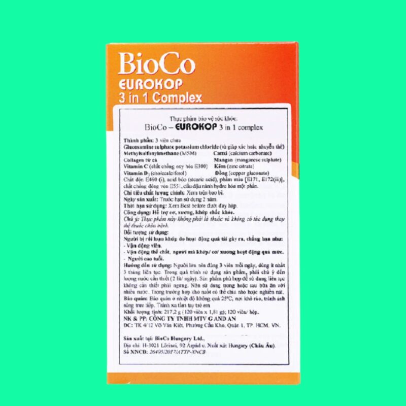 Thuốc BioCo Eurokop 3 in 1 Complex hỗ trợ sức khỏe của cơ, xương, khớp