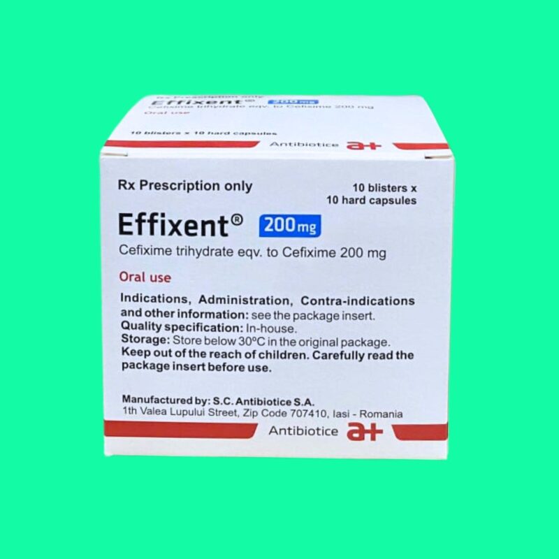 Thuốc Effixent 200 điều trị viêm họng, viêm phế quản, viêm phổi