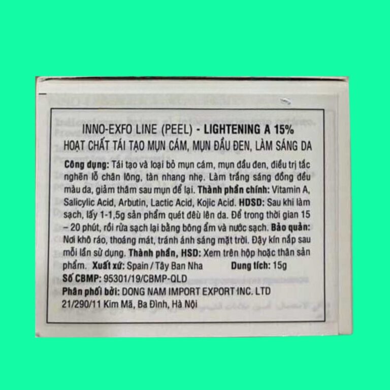 Peel Inno-Exfo Lightening A giảm mụn cám, mụn đầu đen, làm sáng da