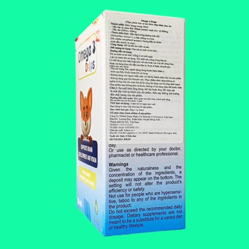 Thuốc Omega 3 Drops Erbex 30ml hỗ trợ sức khỏe não bộ và thị lực