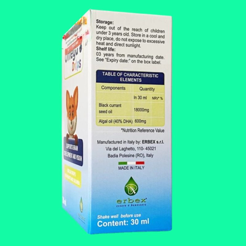 Thuốc Omega 3 Drops Erbex 30ml hỗ trợ sức khỏe não bộ và thị lực