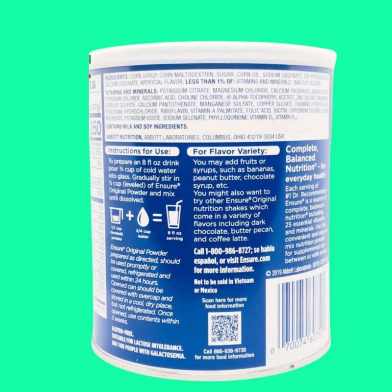 Ensure Original Nutrition Powder Add Water - Dược sĩ Lưu Văn Hoàng
