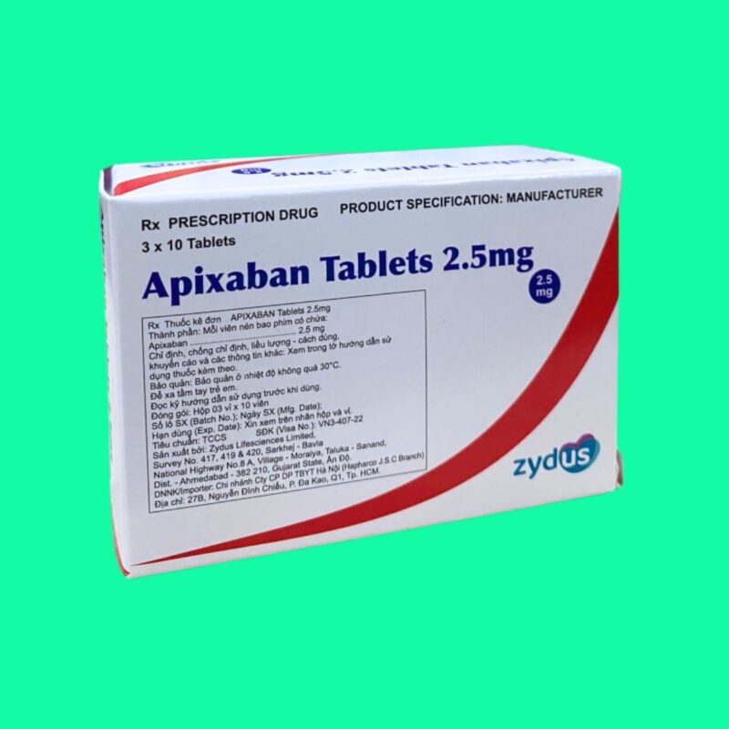 Thuốc Apixaban Tablets 2,5mg Zydus điều trị đột quỵ, ngừa huyết khối