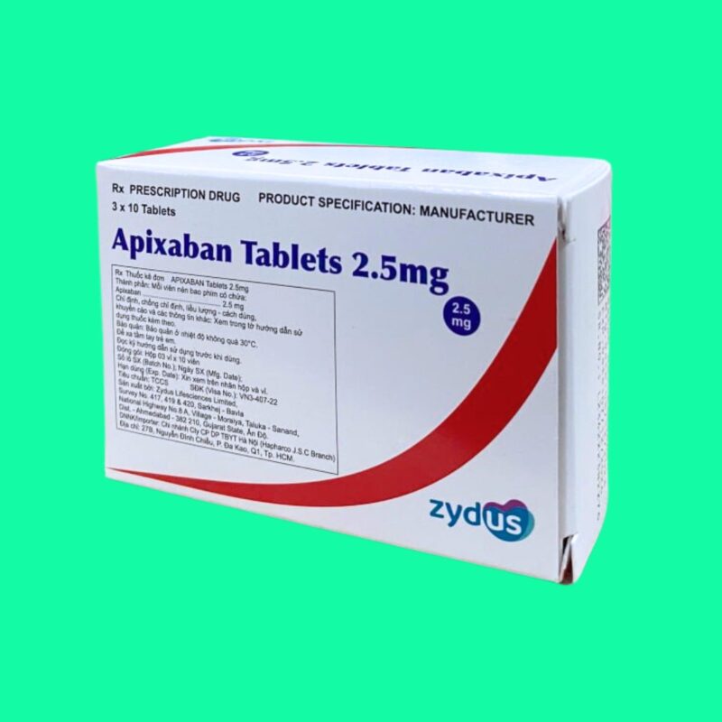 Thuốc Apixaban Tablets 2,5mg Zydus điều trị đột quỵ, ngừa huyết khối