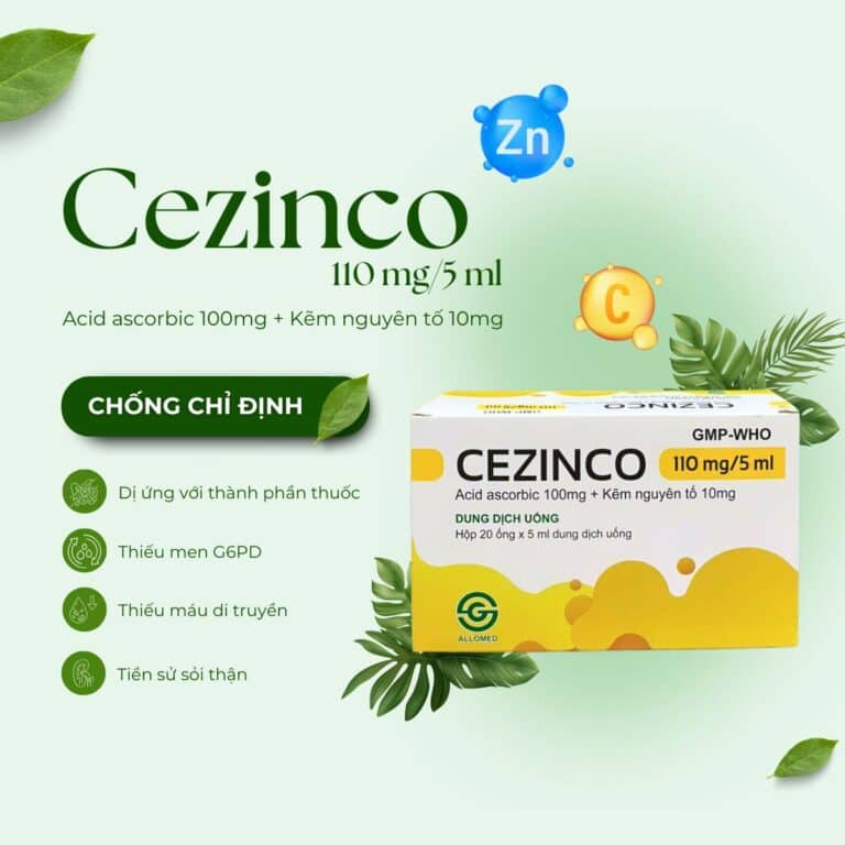 Thuốc Cezinco 110mg/5ml bổ sung vitamin C, kẽm, tăng sức đề kháng