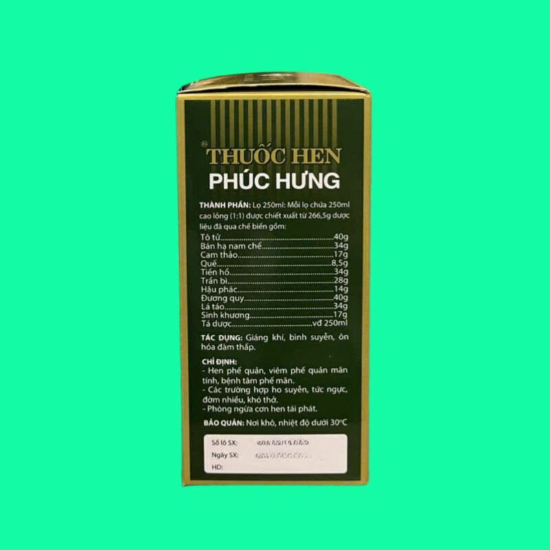 Thuốc Hen Phúc Hưng 250ml điều trị khó thở, hen phế quản
