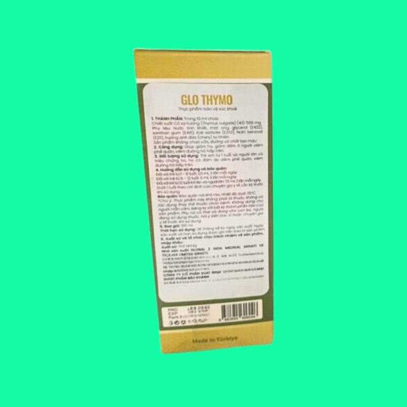 Siro Glo Thymo giảm ho, giảm đờm, viêm phế quản viêm đường hô hấp trên