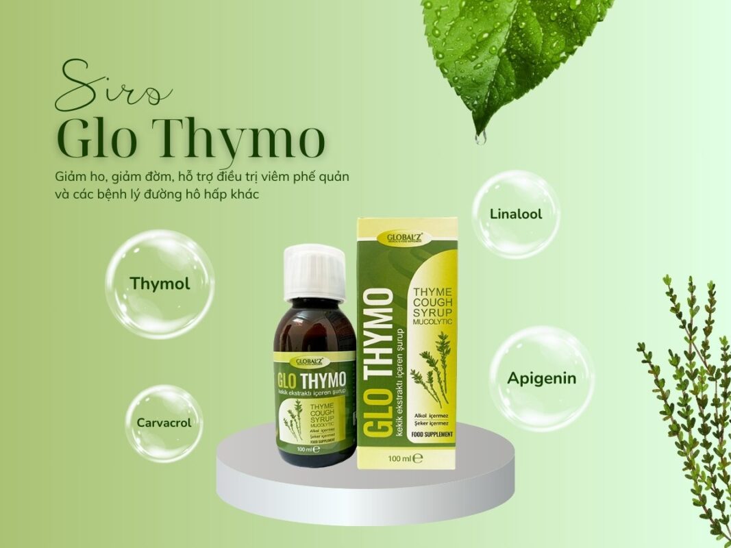 Siro Glo Thymo giảm ho, giảm đờm, viêm phế quản viêm đường hô hấp trên