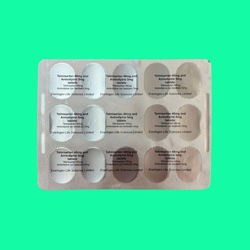 Thuốc tăng huyết áp Telmisartan 40mg and Amlodipine 5mg tablets Evertogen