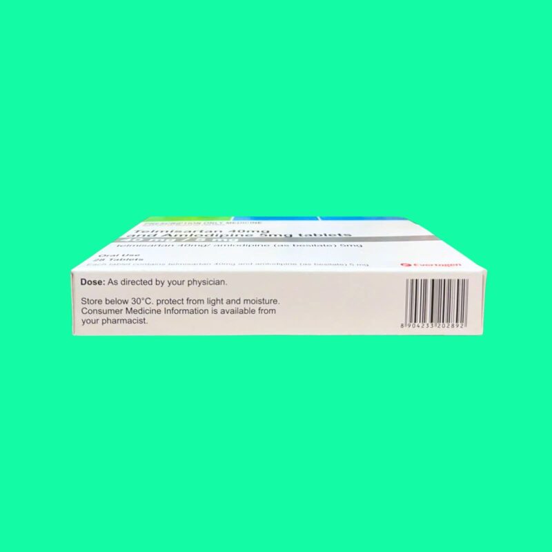 Thuốc tăng huyết áp Telmisartan 40mg and Amlodipine 5mg tablets Evertogen