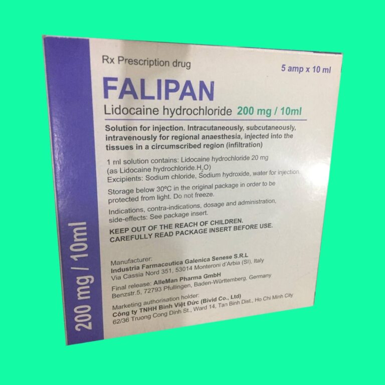 Thuốc Falipan (Lidocaine hydrochloride 20mg/ml) gây tê tại chỗ, gây tê vùng