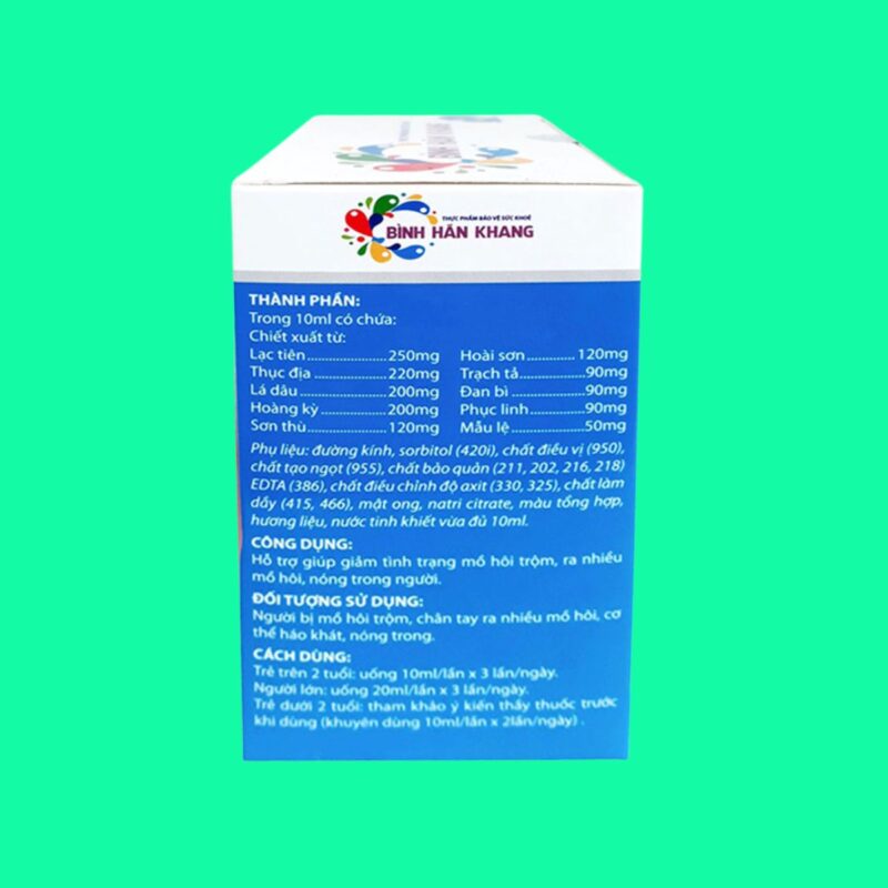Thuốc Bình Hãn Khang hỗ trợ cải thiện tình trạng mồ hôi trộm