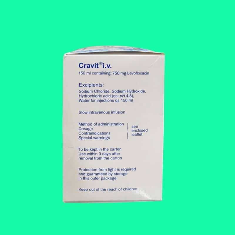 Thuốc Cravit I.V 750mg/150ml (Levofloxacin 750mg/150ml) điều trị tình ...