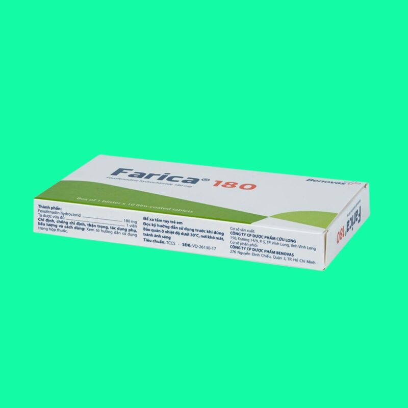 Thuốc Farica 180mg (Fexofenadine) điều trị viêm mũi dị ứng