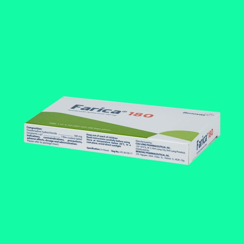 Thuốc Farica 180mg (Fexofenadine) điều trị viêm mũi dị ứng