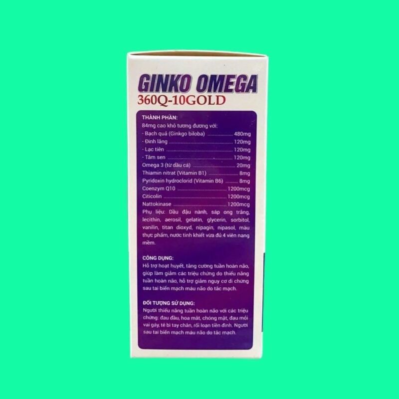 Ginko Omega 360Q-10Gold hỗ trợ tăng cường tuần hoàn máu não
