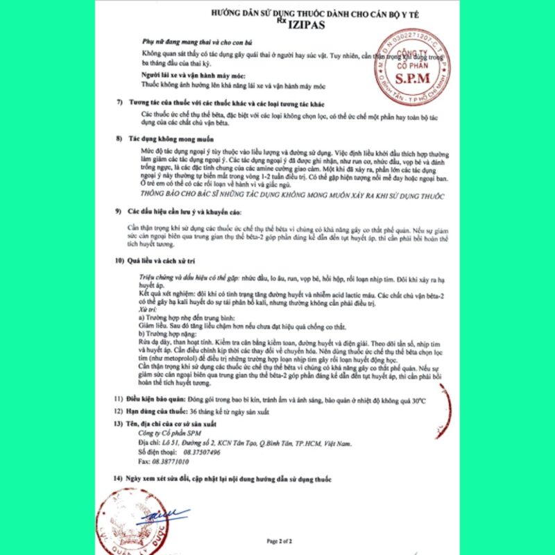 Thuốc Izipas điều trị bệnh hô hấp có co thắt phế quản, tăng tiết dịch