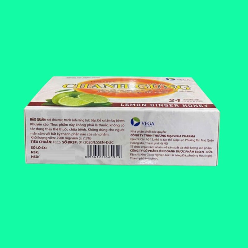Viên ngậm chanh gừng VEGA – Hỗ trợ giảm ho khan, ho có đờm