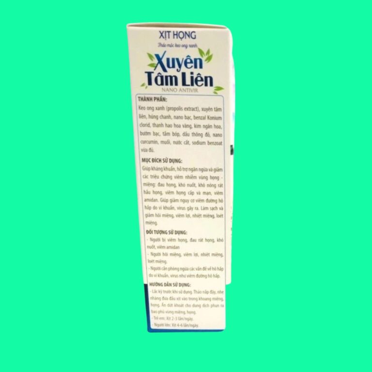 Xịt họng xuyên tâm liên keo ong xanh Nano bạc 30ml hỗ trợ kháng khuẩn ...