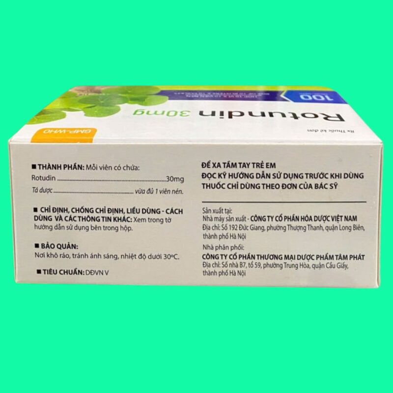 Thuốc Rotundin 30mg Hóa Dược (Rotundin) – tác dụng an thần, gây ngủ