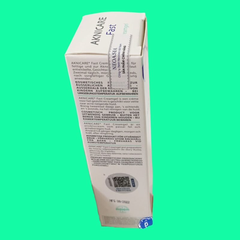 Aknicare Fast Cream Gel 30ml có tác dụng giảm mụn và ngăn ngừa mụn