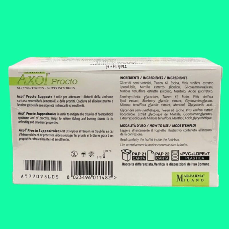 Axol procto hộp 10 viên hỗ trợ cải thiện triệu chứng liên quan đến trĩ ...