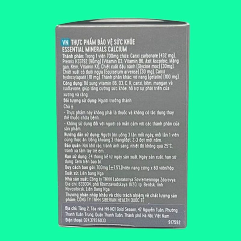 Essential Minerals Calcium hộp 60 viên giúp tăng cường sức khỏe hệ ...