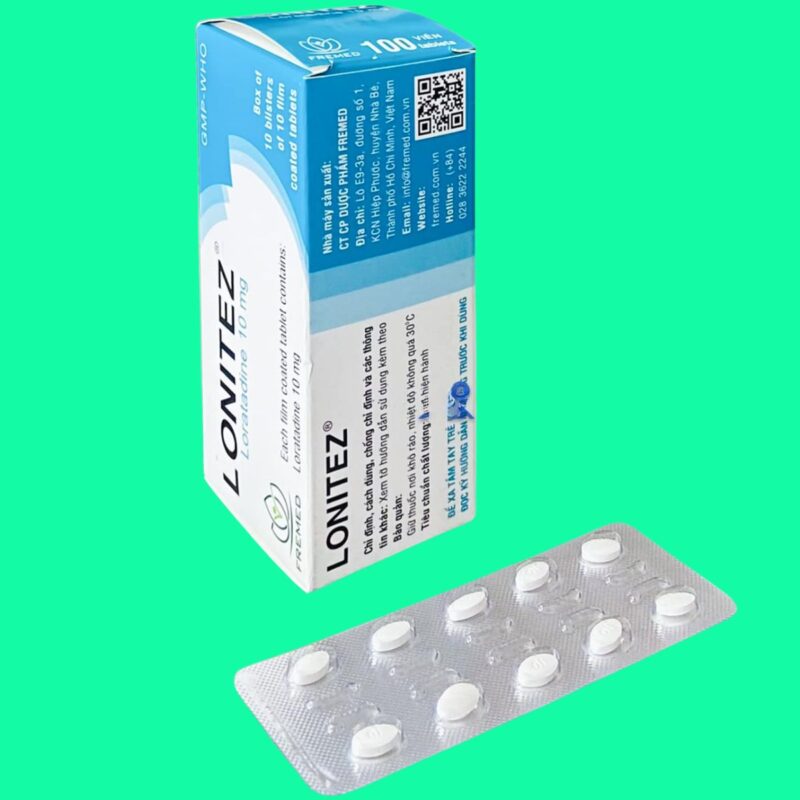 Thuốc Lonitez 10mg (Loratadin) giảm các triệu chứng dị ứng và mề đay