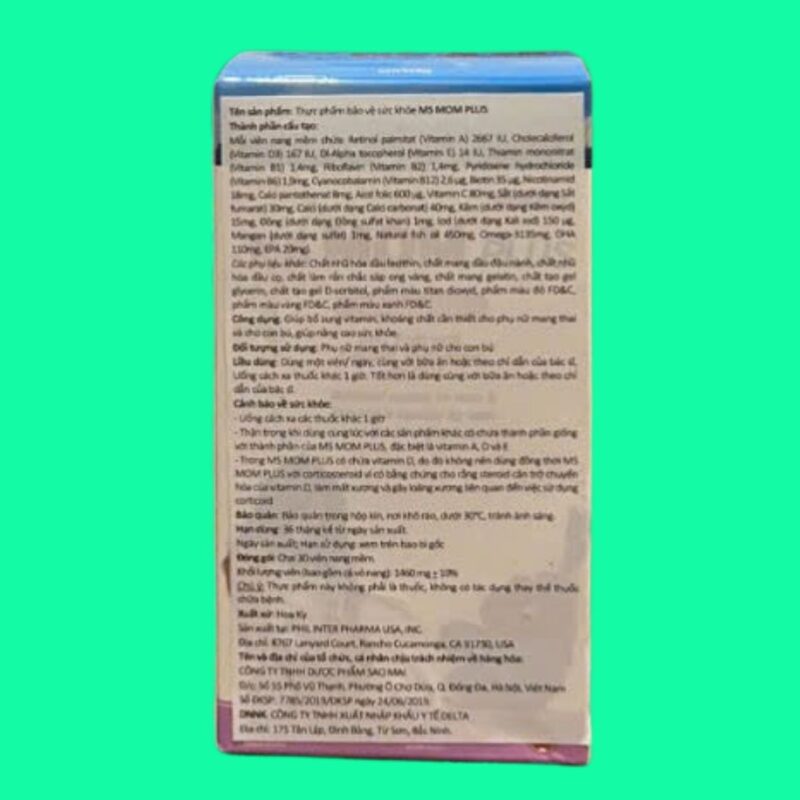 MS MOM Plus Prenatal hỗ trợ bổ sung các vitamin, khoáng chất và acid ...