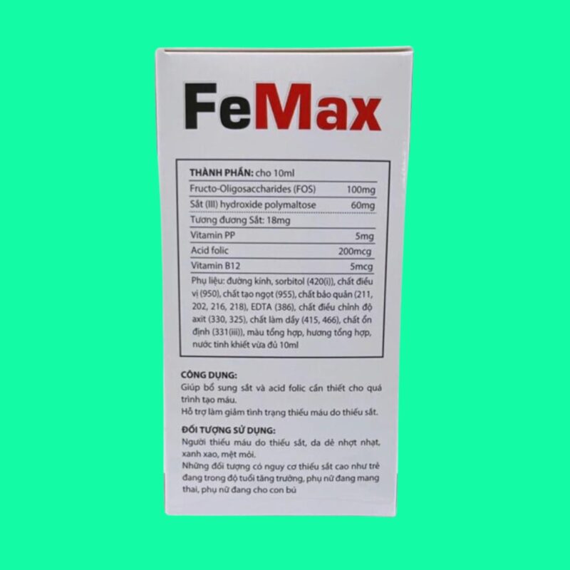 Dung dịch uống FeMax bổ sung sắt và cải thiện tình trạng thiếu máu cho ...