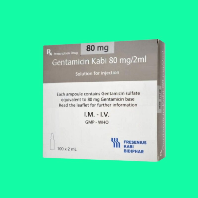 Thuốc tiêm Gentamicin 80mg/2ml Inj Kabi điều trị các bệnh nhiễm khuẩn