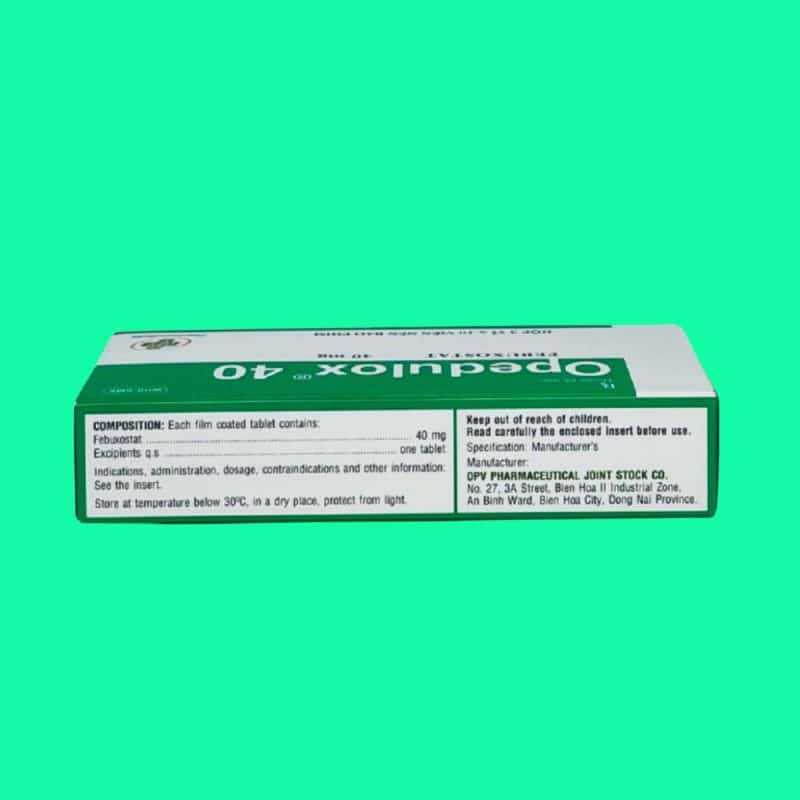 Opedulox 40 (Febuxostat) chỉ định cho người lớn bị tăng acid uric mạn tính