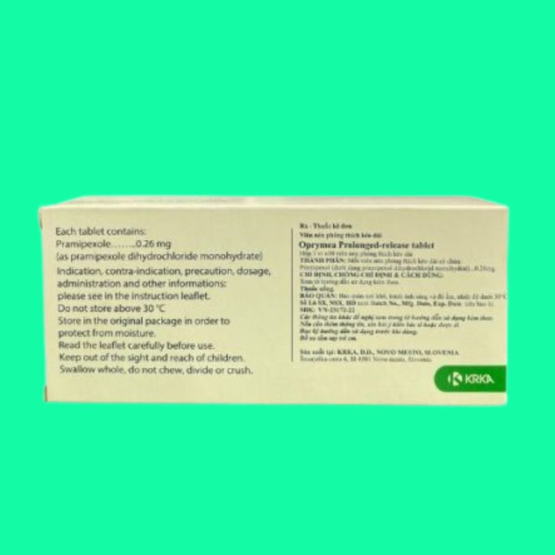Thuốc Oprymea 0.26 mg (Pramipexol) có tác dụng điều trị triệu chứng ...