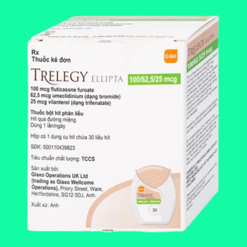 Thuốc Trelegy Ellipta hộp 30 liều có tác dụng điều trị và phòng ngừa COPD